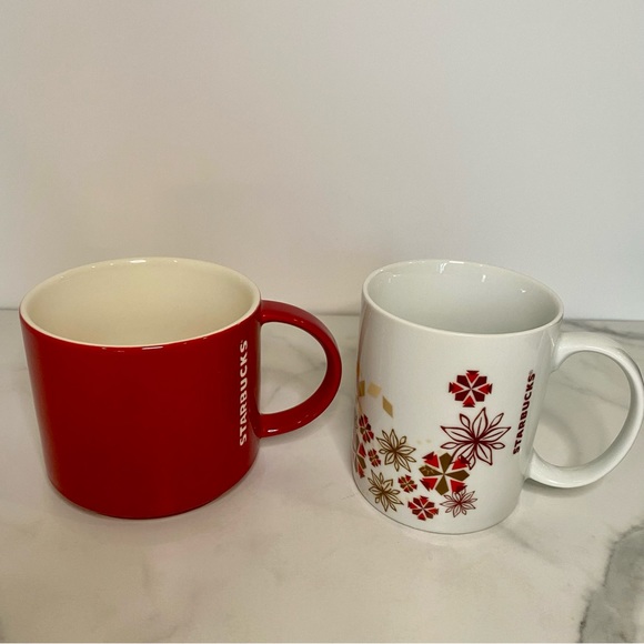 Starbucks | Dining | Starbucks Holiday Mug Set Of 2 22 Red Ceramic And ...